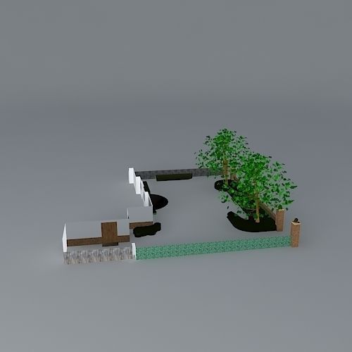 Front garden with blocks and gravel free 3D model | CGTrader