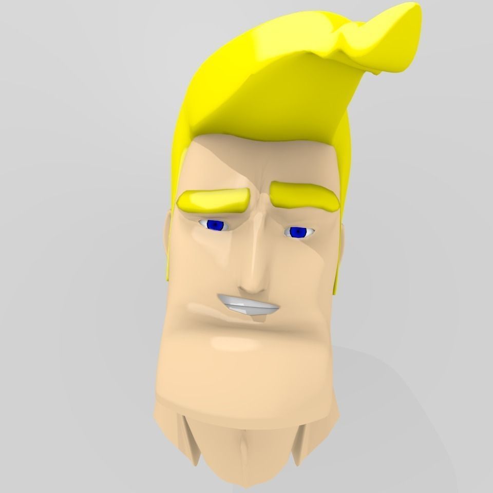 Cartoon Handsome Guy Head Rigged free 3D model rigged | CGTrader