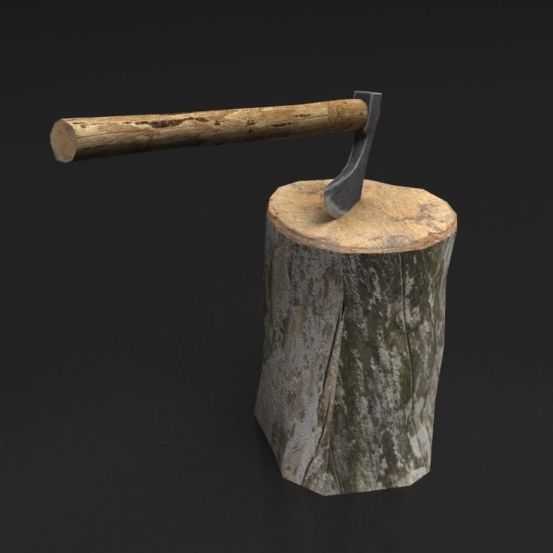 Axes - Game ready axe on tree stump free 3D model 3D printable | CGTrader