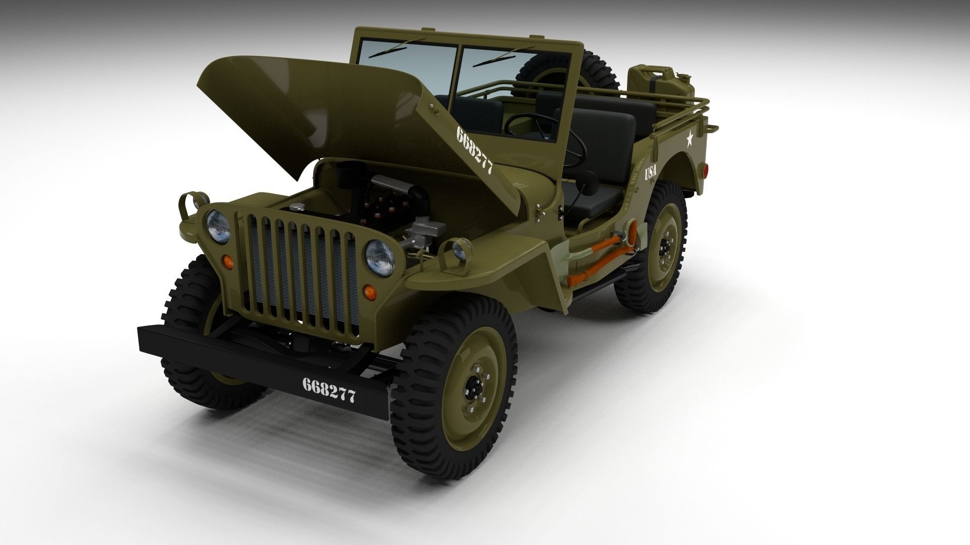 Full w chassis Jeep Willys MB Military 3D model | CGTrader