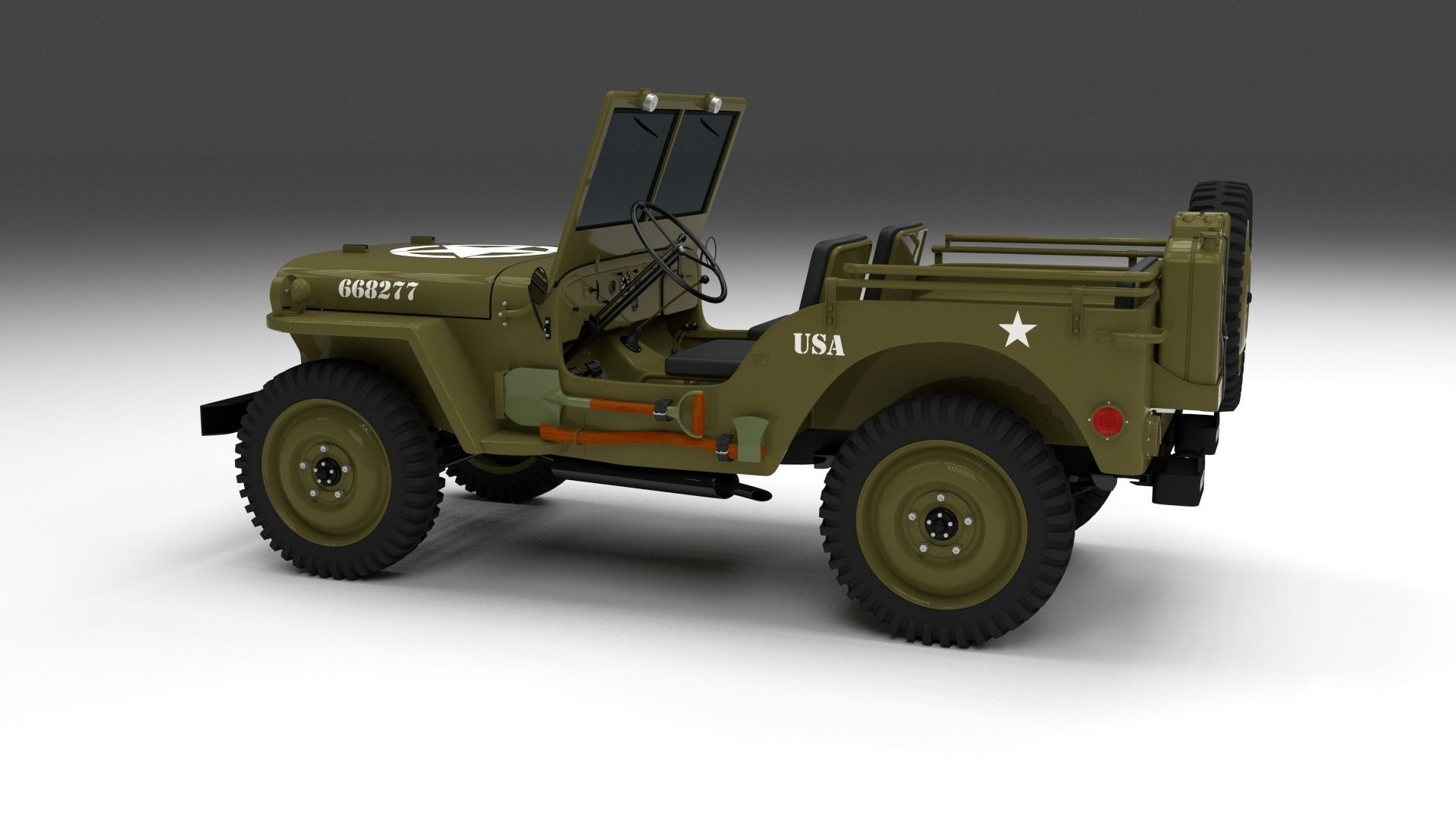 Full w chassis Jeep Willys MB Military 3D model | CGTrader