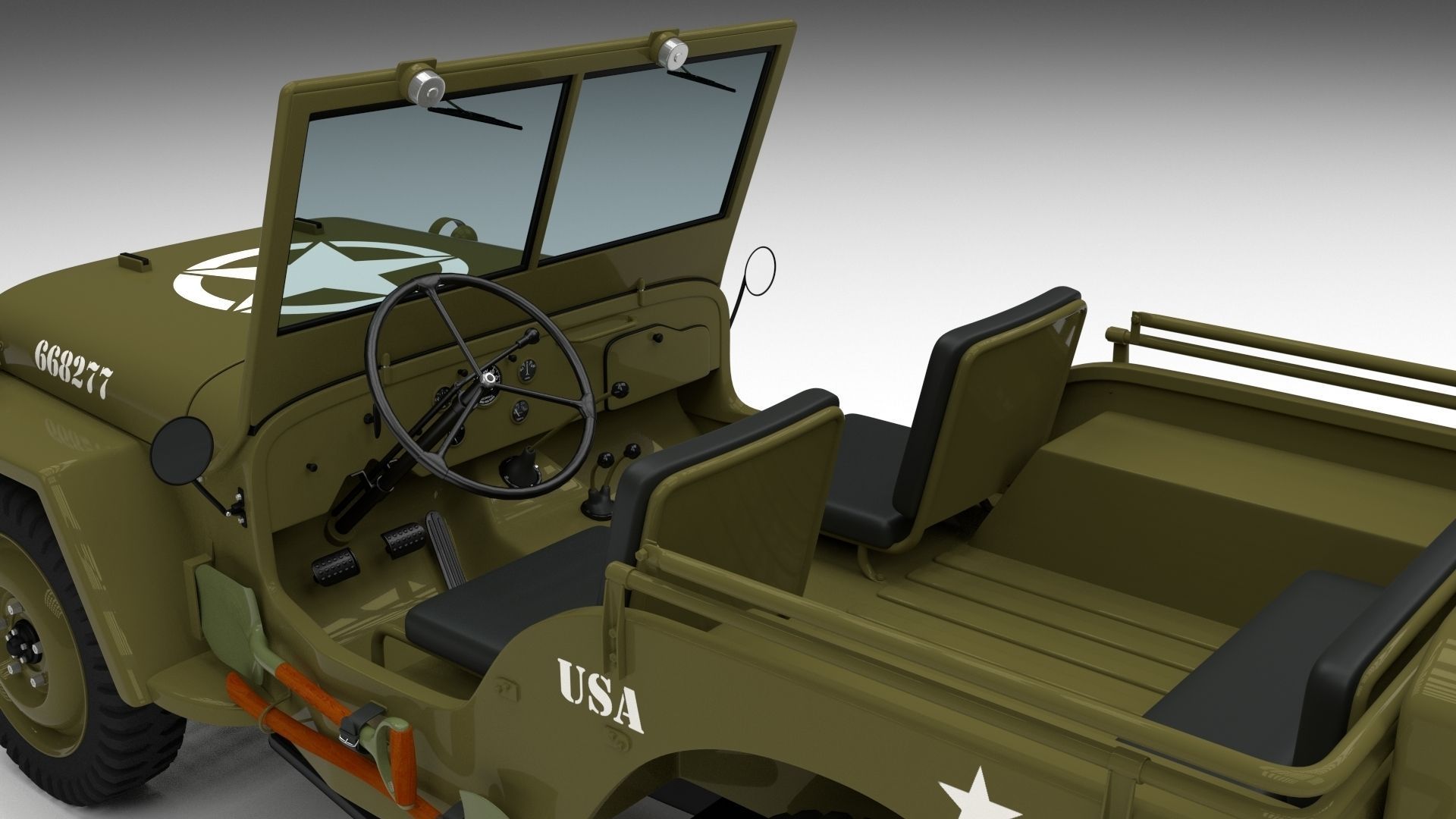 Full w chassis Jeep Willys MB Military 3D model | CGTrader