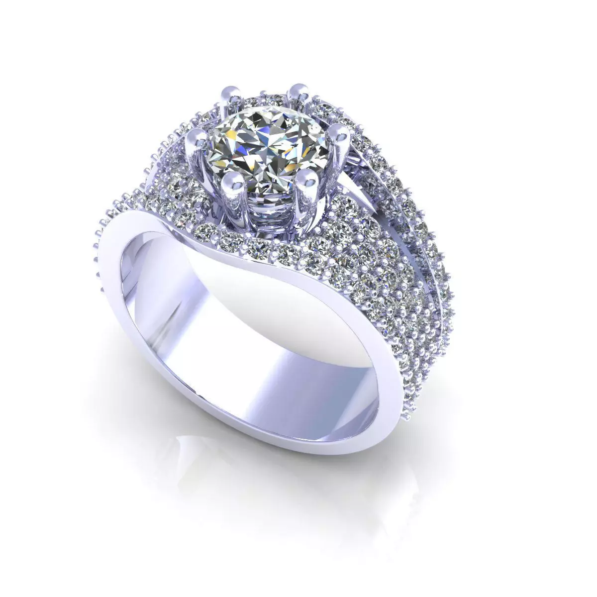 Pave Love Four Row Ring 3D model 3D printable | CGTrader