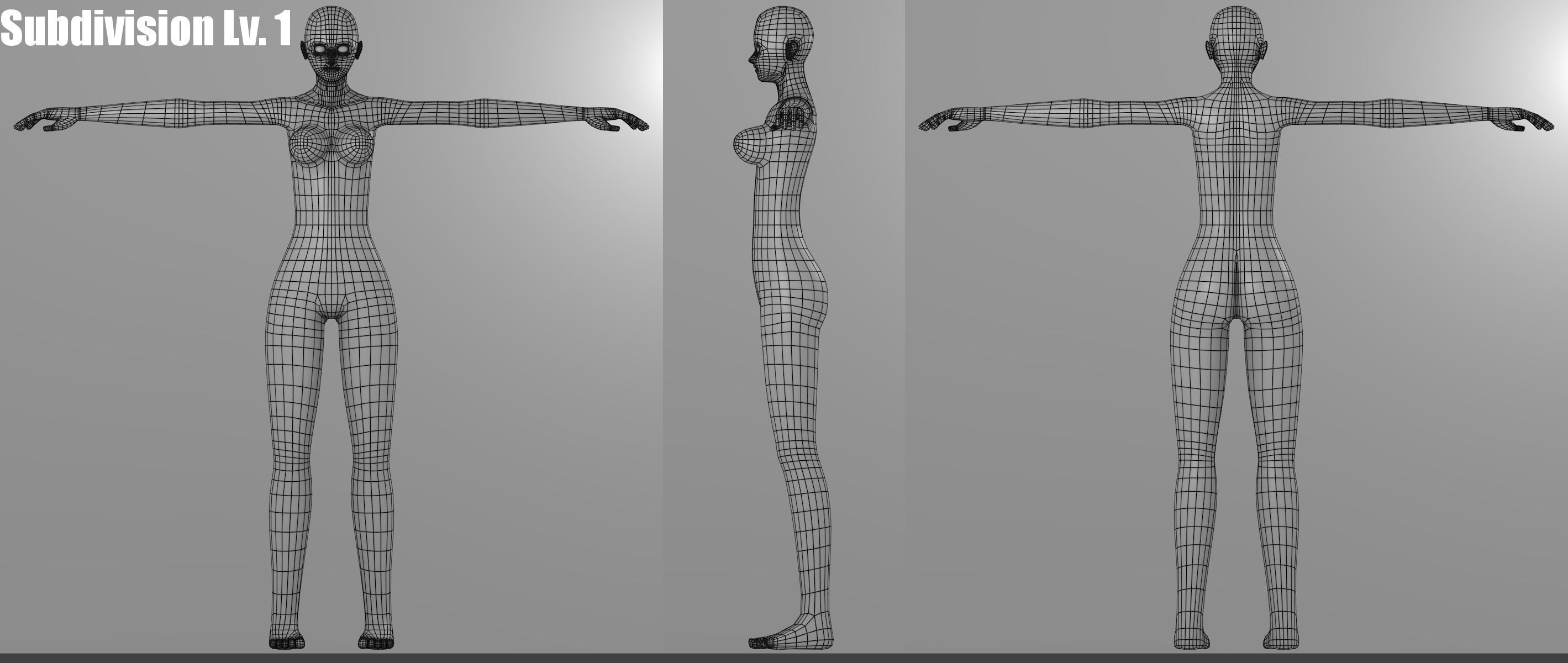 3d Model Simple Low Poly Base Mesh Female Vr Ar Low Poly Obj Fbx Blend Dae Mtl