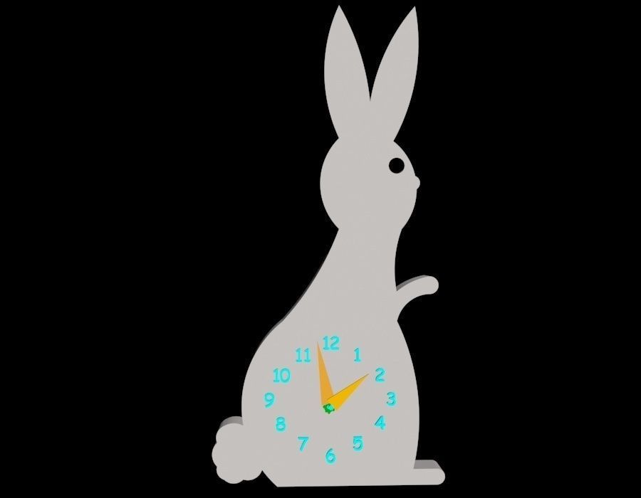 Rabbit Clock 3D Model MAX OBJ 3DS FBX C4D SLDPRT SLDASM SLDDRW ...