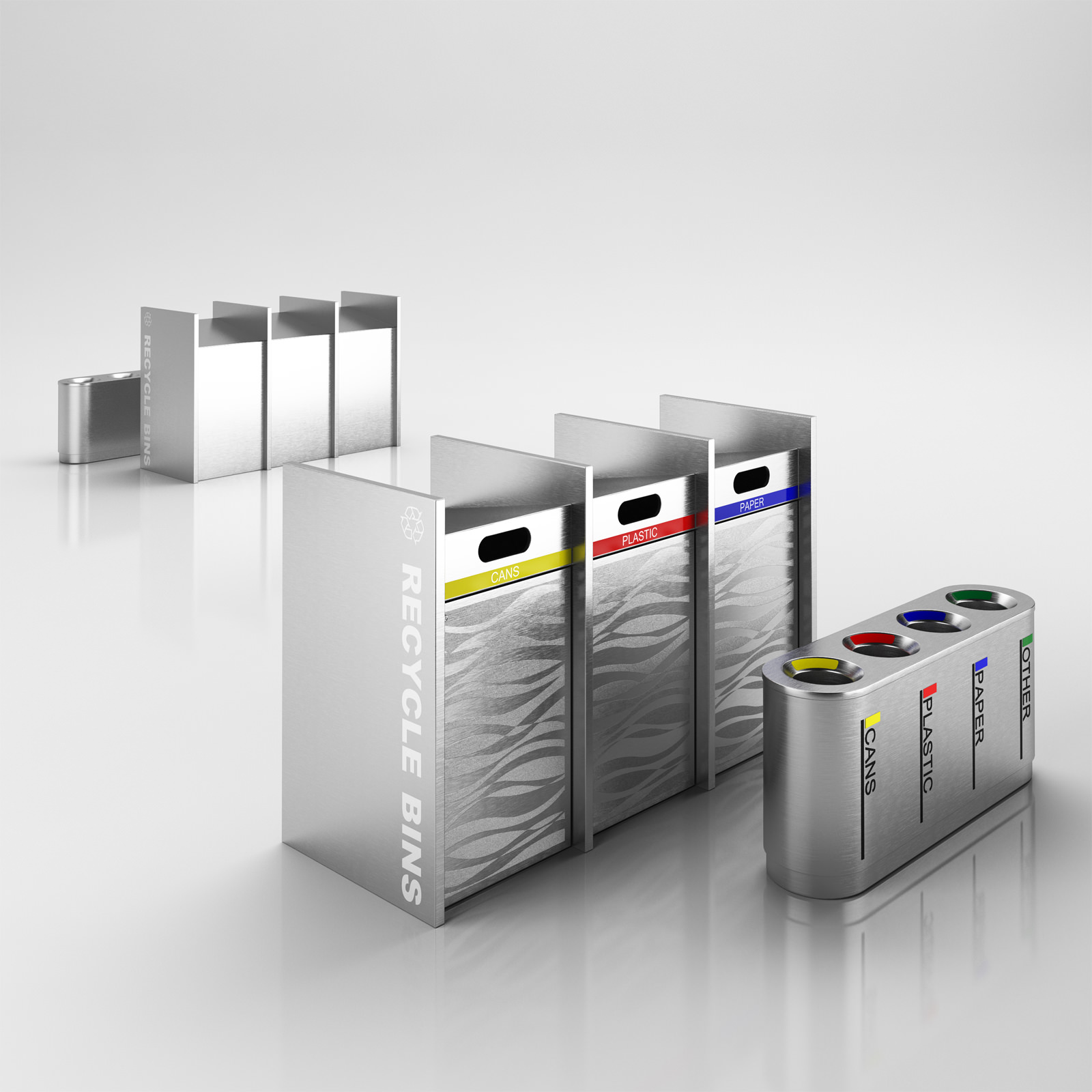 Recycle bin systems 3D model | CGTrader