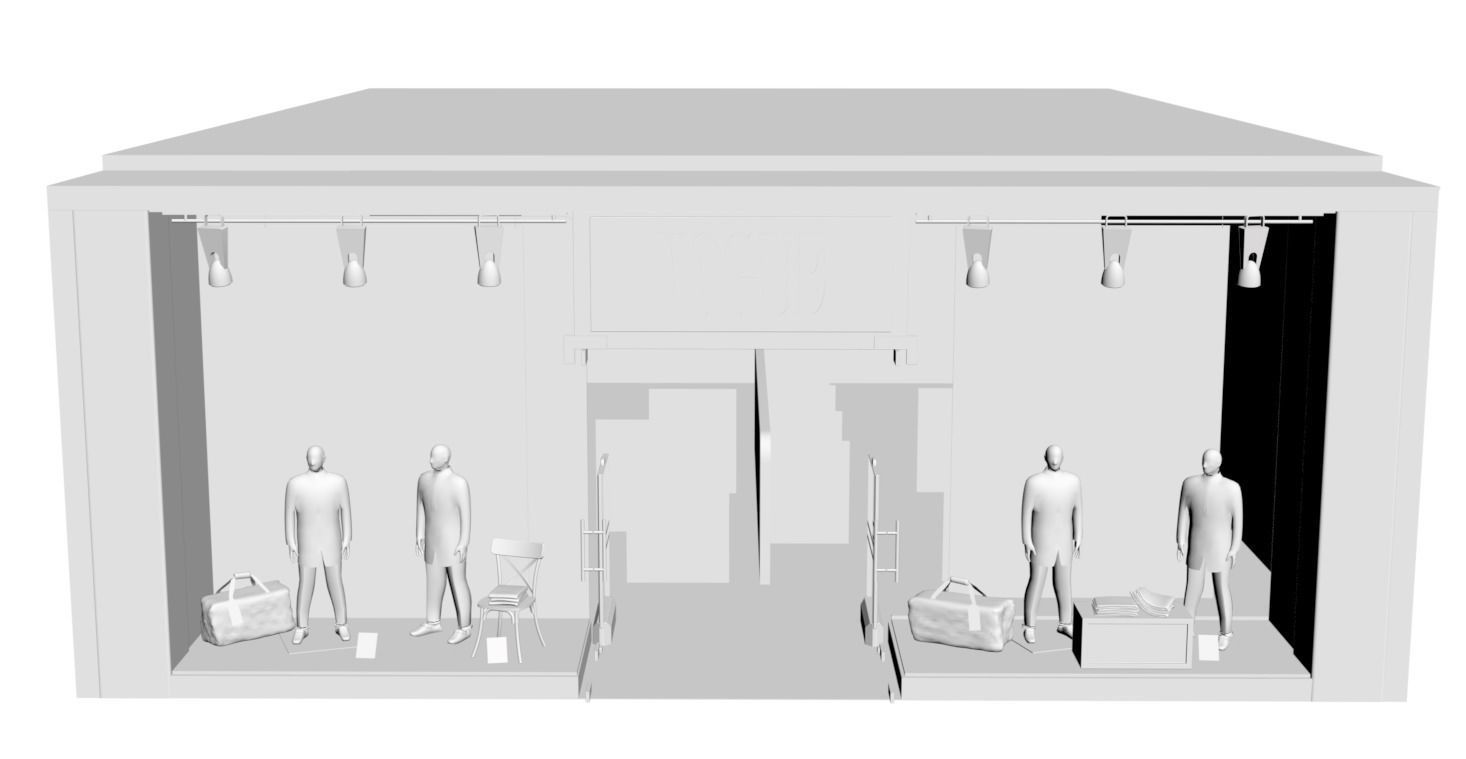 Shop window with low poly interior for men 3D model | CGTrader