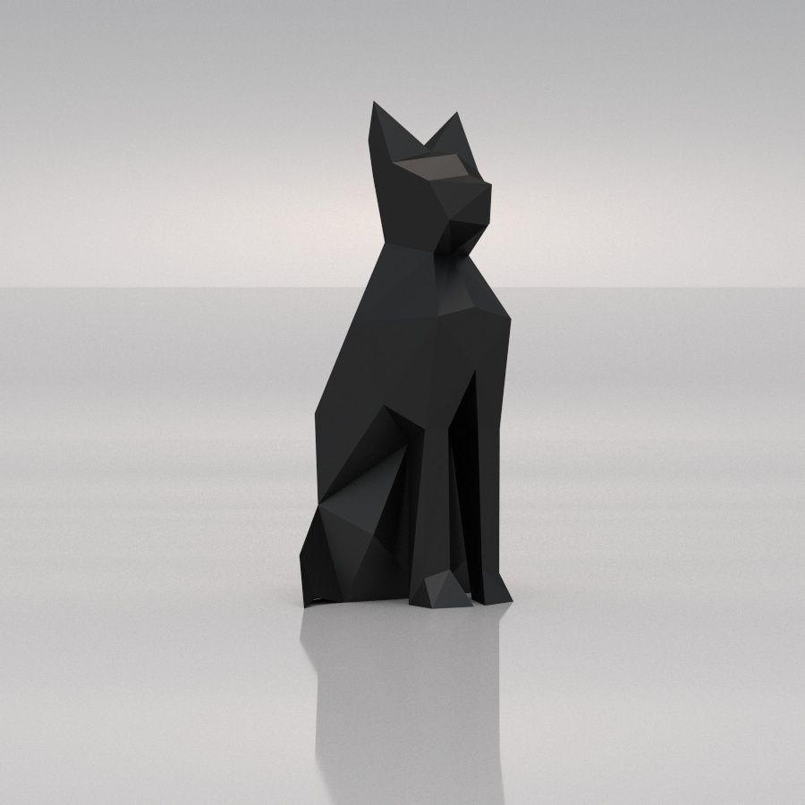 Triangulated Cat 3D model 3D printable | CGTrader