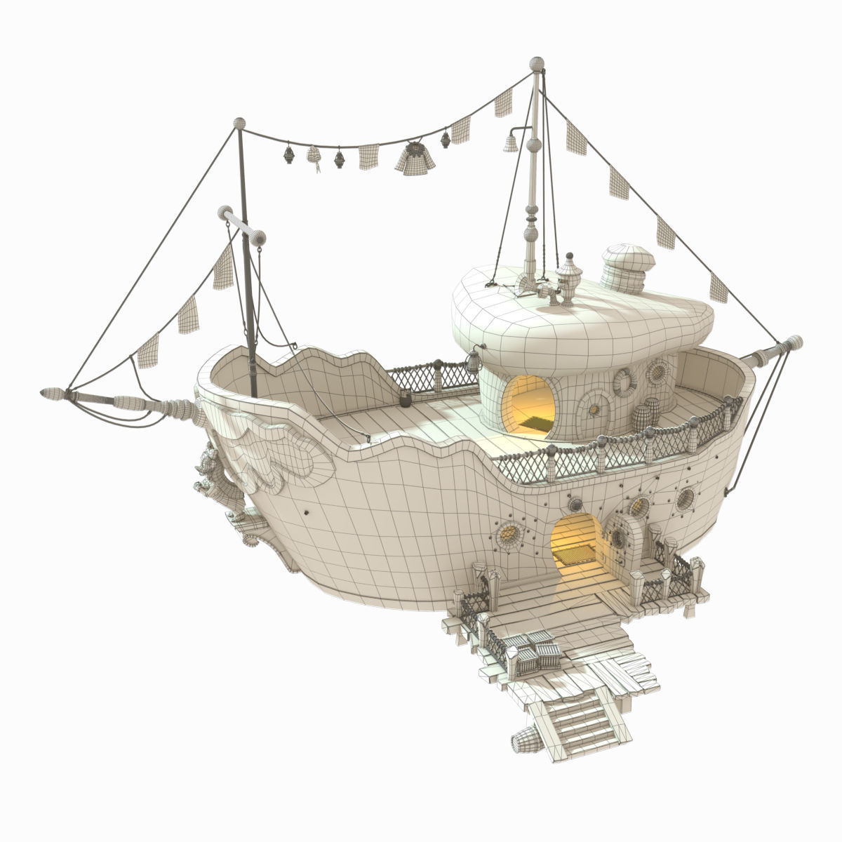 Cartoon Ship House 3D model | CGTrader