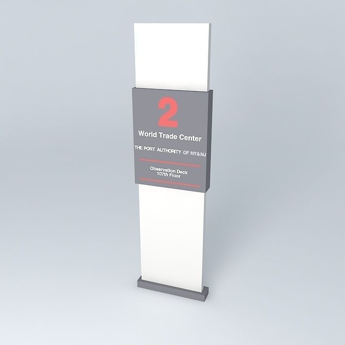 2 World Trade Center plaza sign-old free 3D model | CGTrader