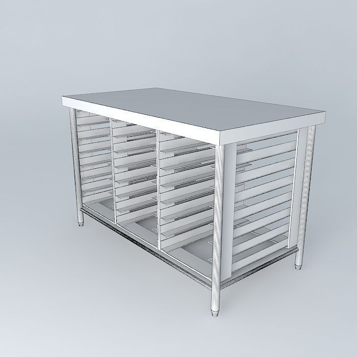 Kit stainless steel tray table free 3D model | CGTrader