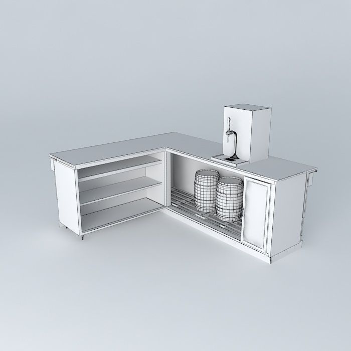 Kit counter with box free 3D model | CGTrader