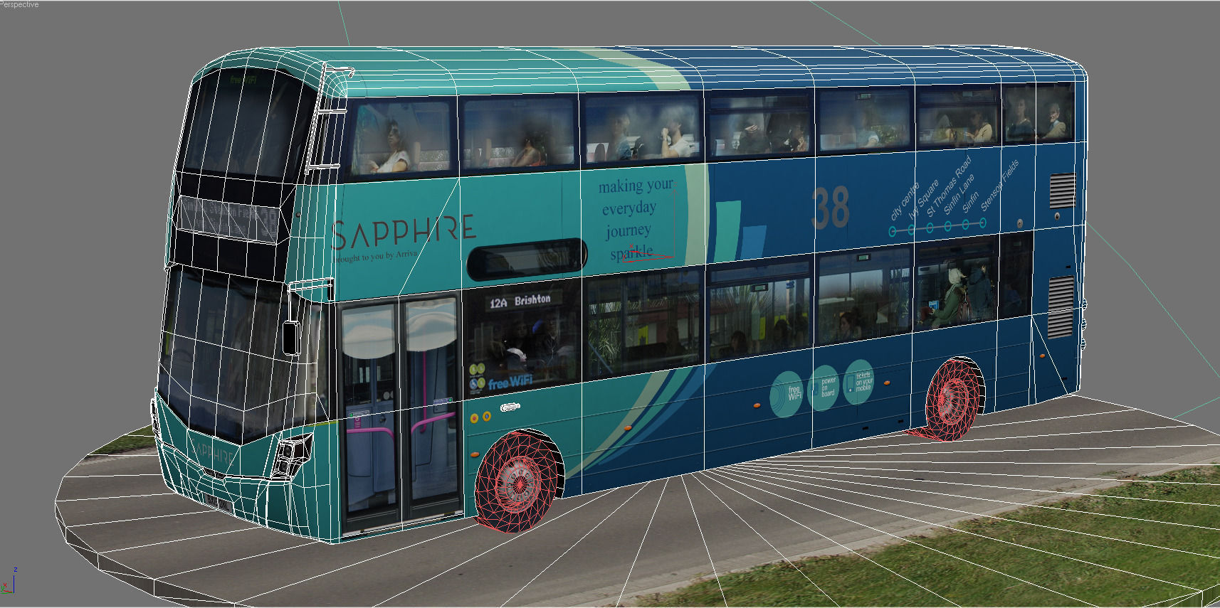 3D model Wrightbus Streetdeck Sapphire livery VR / AR / low-poly rigged ...