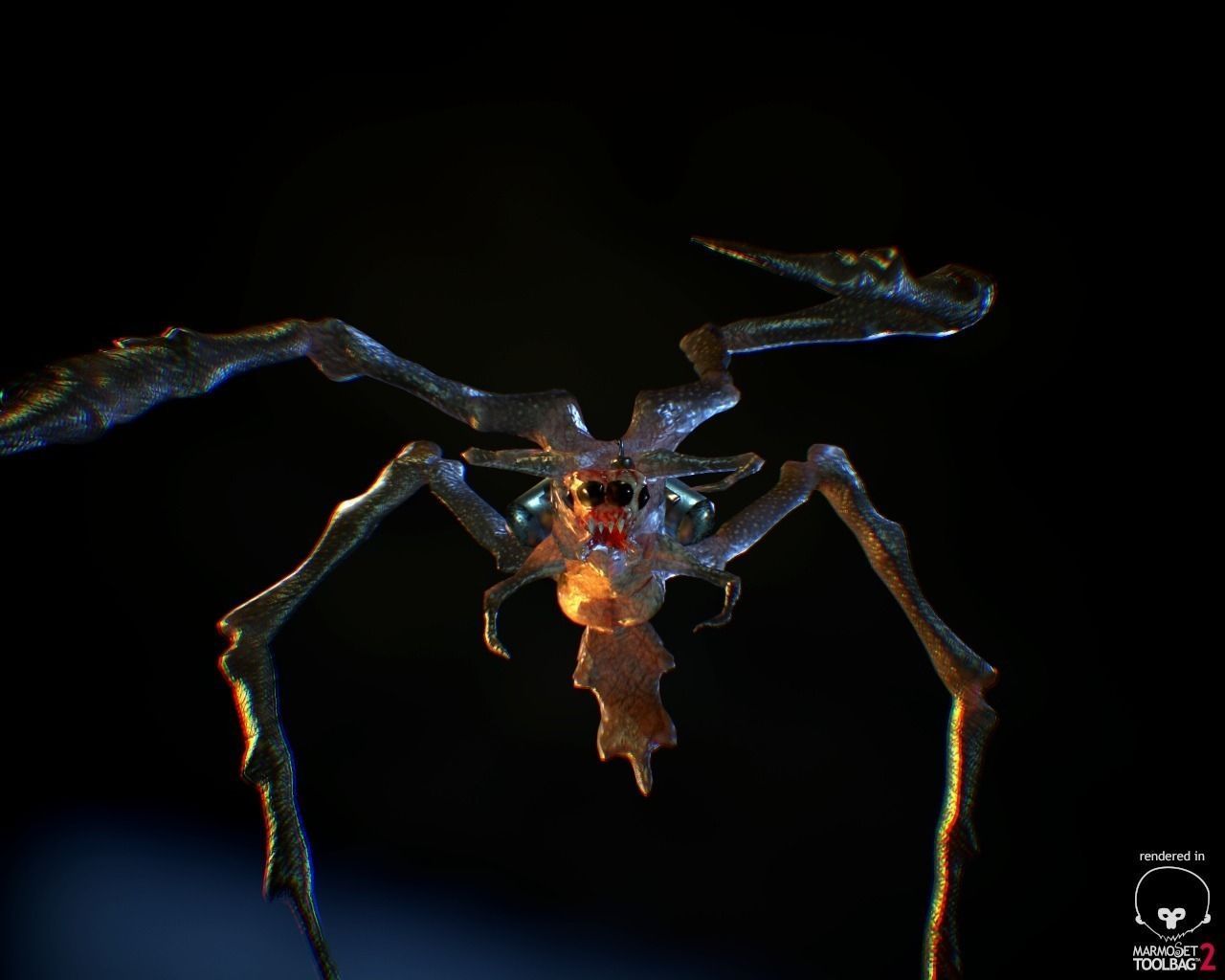 BioMech Alien Spider LowPoly free VR / AR / low-poly 3D model rigged ...