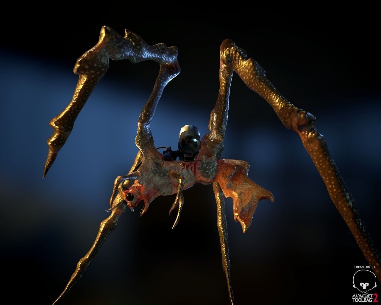 BioMech Alien Spider LowPoly 3D Model Game ready rigged .fbx - CGTrader.com