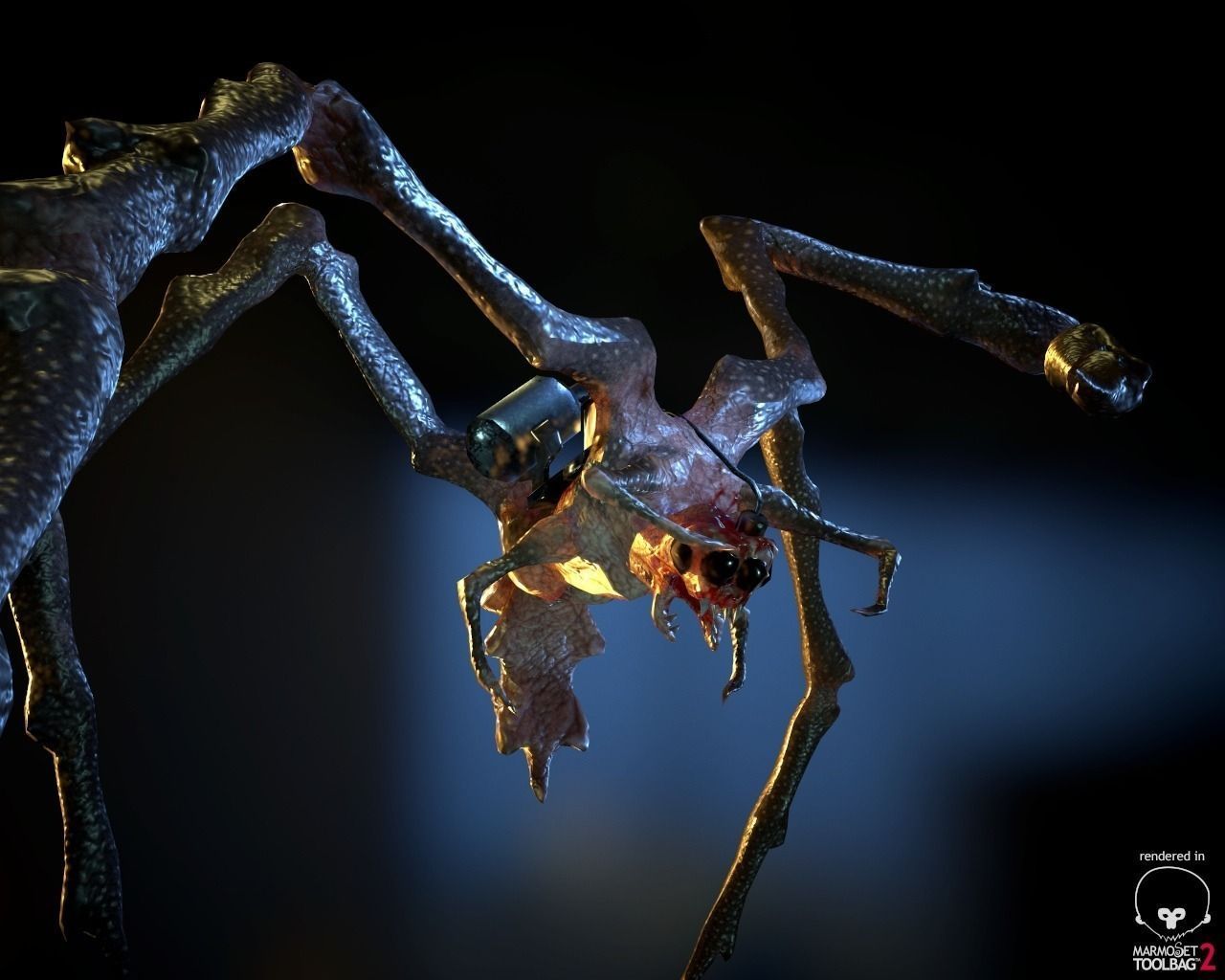 BioMech Alien Spider LowPoly free VR / AR / low-poly 3D model rigged ...