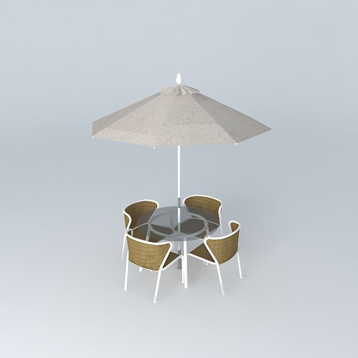 Ombrelone table and chairs with umbrella free 3D model | CGTrader