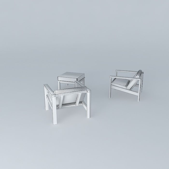Armchairs with Puff table free 3D model | CGTrader