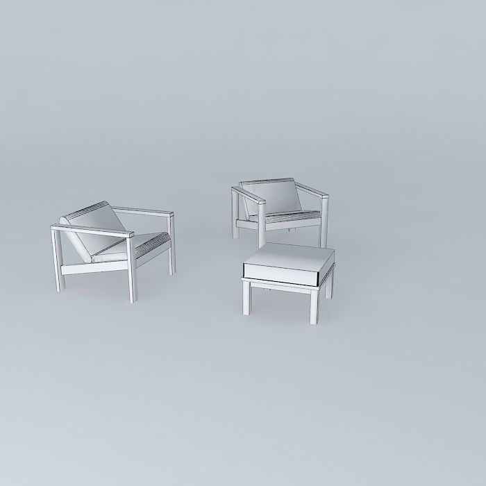 Armchairs with Puff table free 3D model | CGTrader