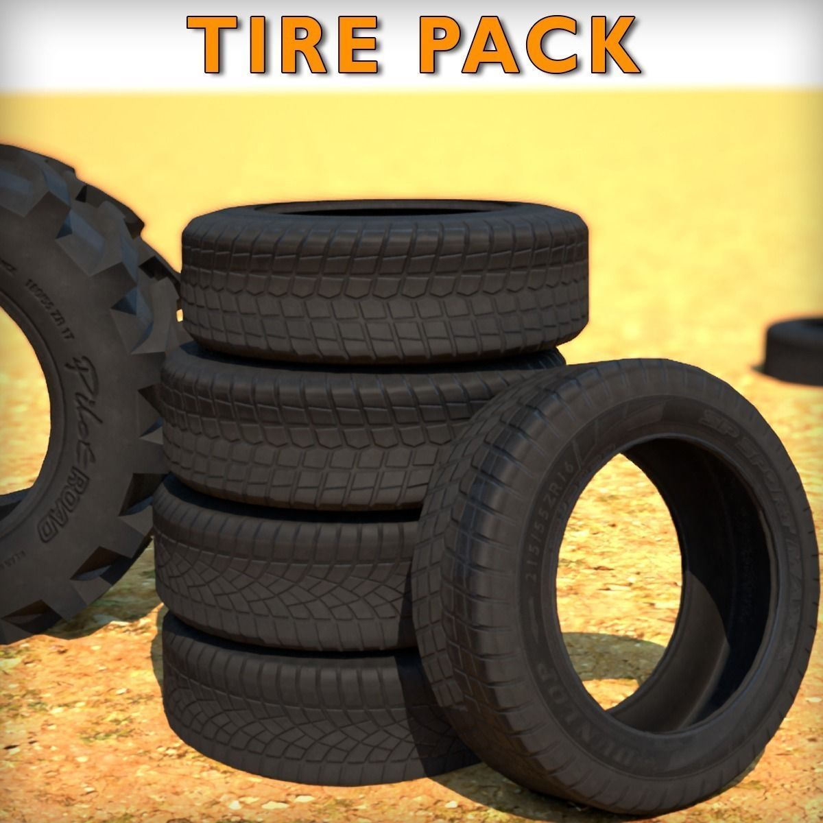 3D model Low-poly Tire Pack VR / AR / low-poly | CGTrader