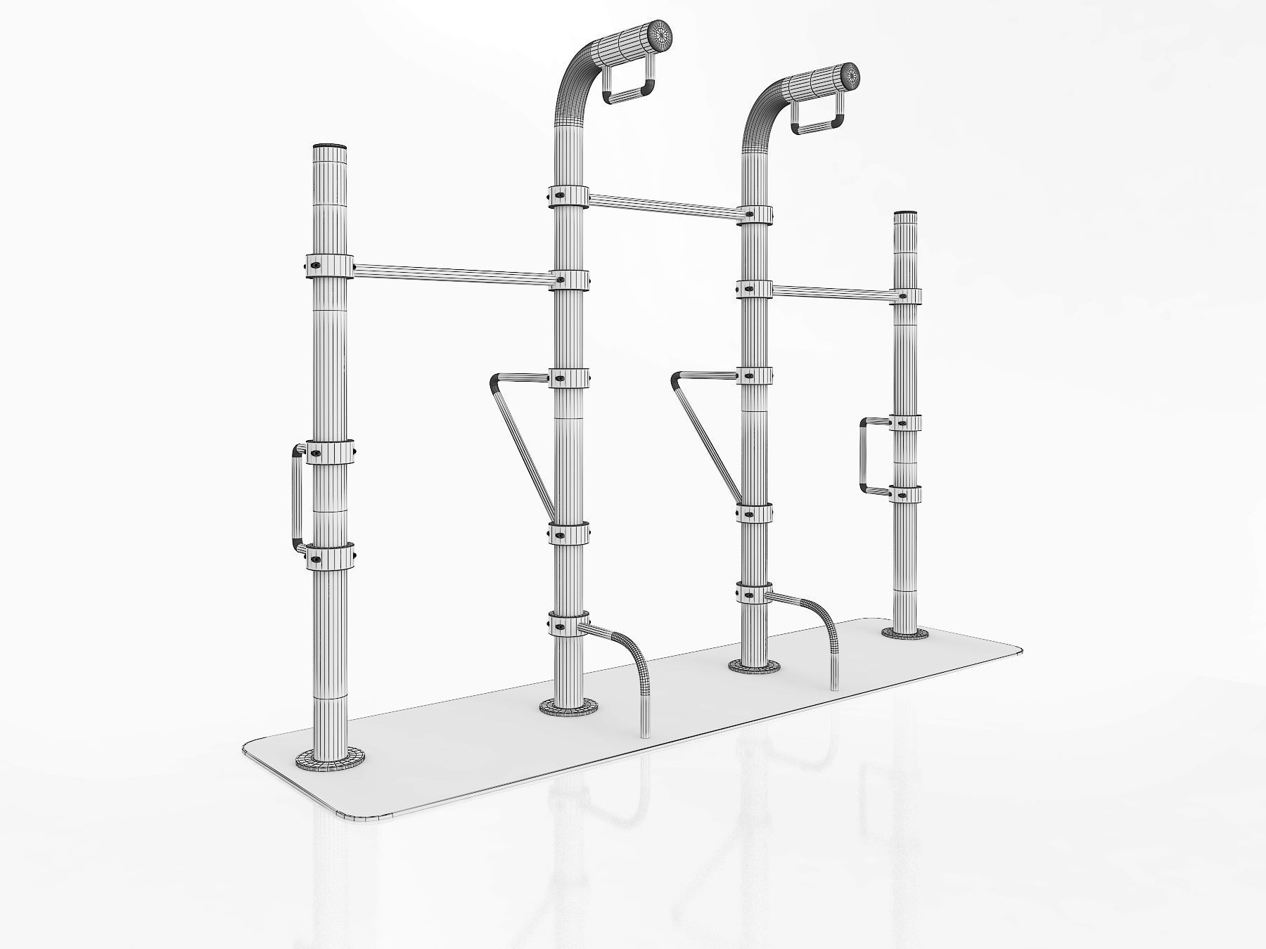 outdoor street fitness workout equipment 3D model | CGTrader