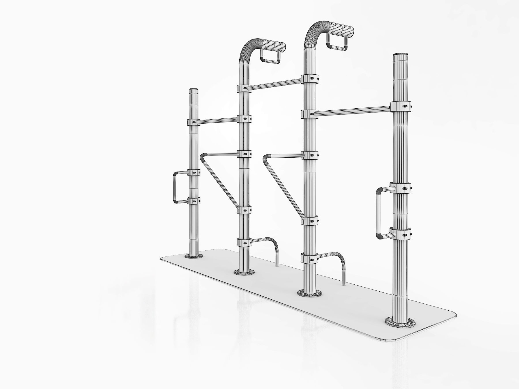 outdoor street fitness workout equipment 3D model | CGTrader