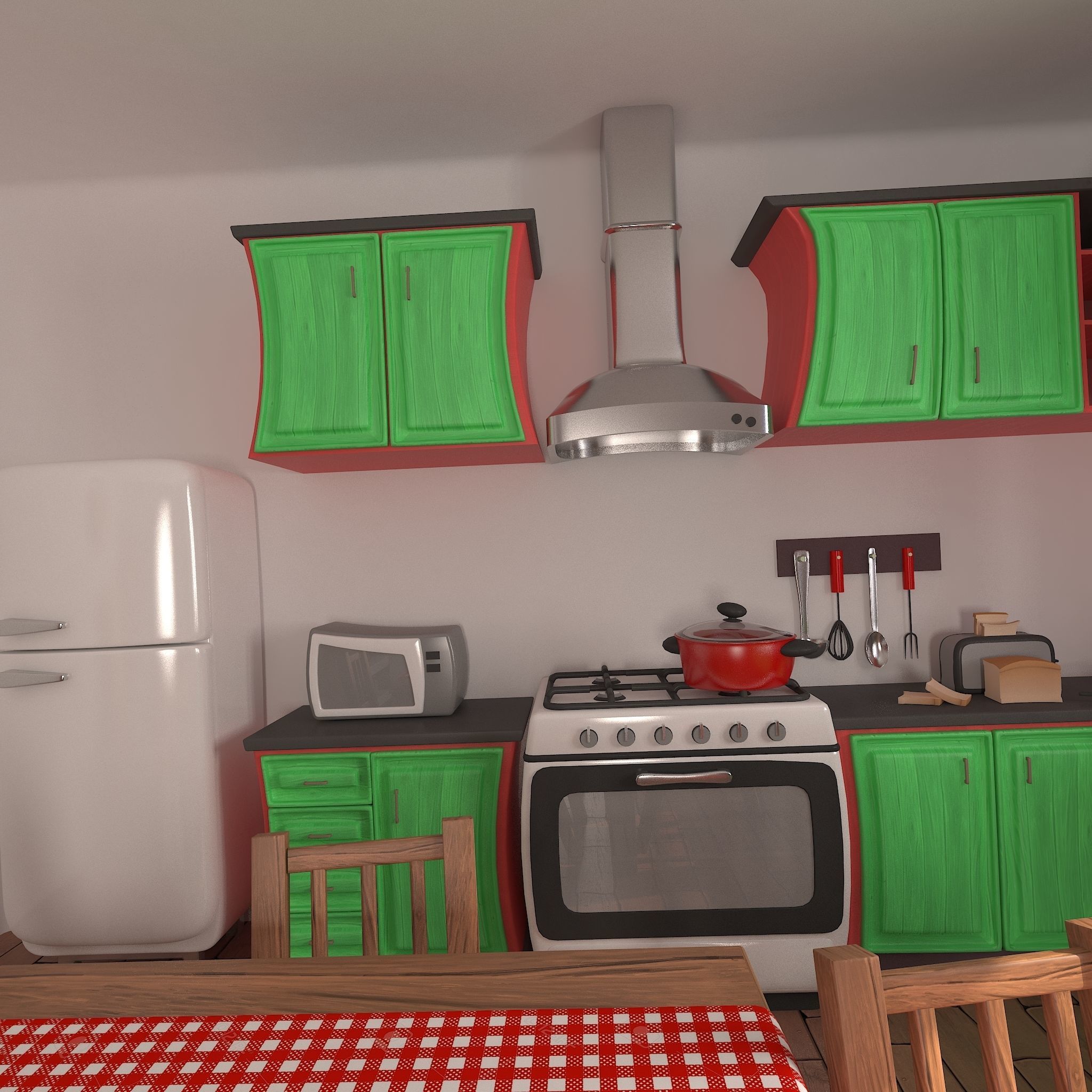 Cartoon Kitchen 3D model | CGTrader