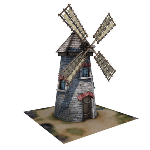 3D model Medieval Building 09 Windmill VR / AR / low-poly FBX ...