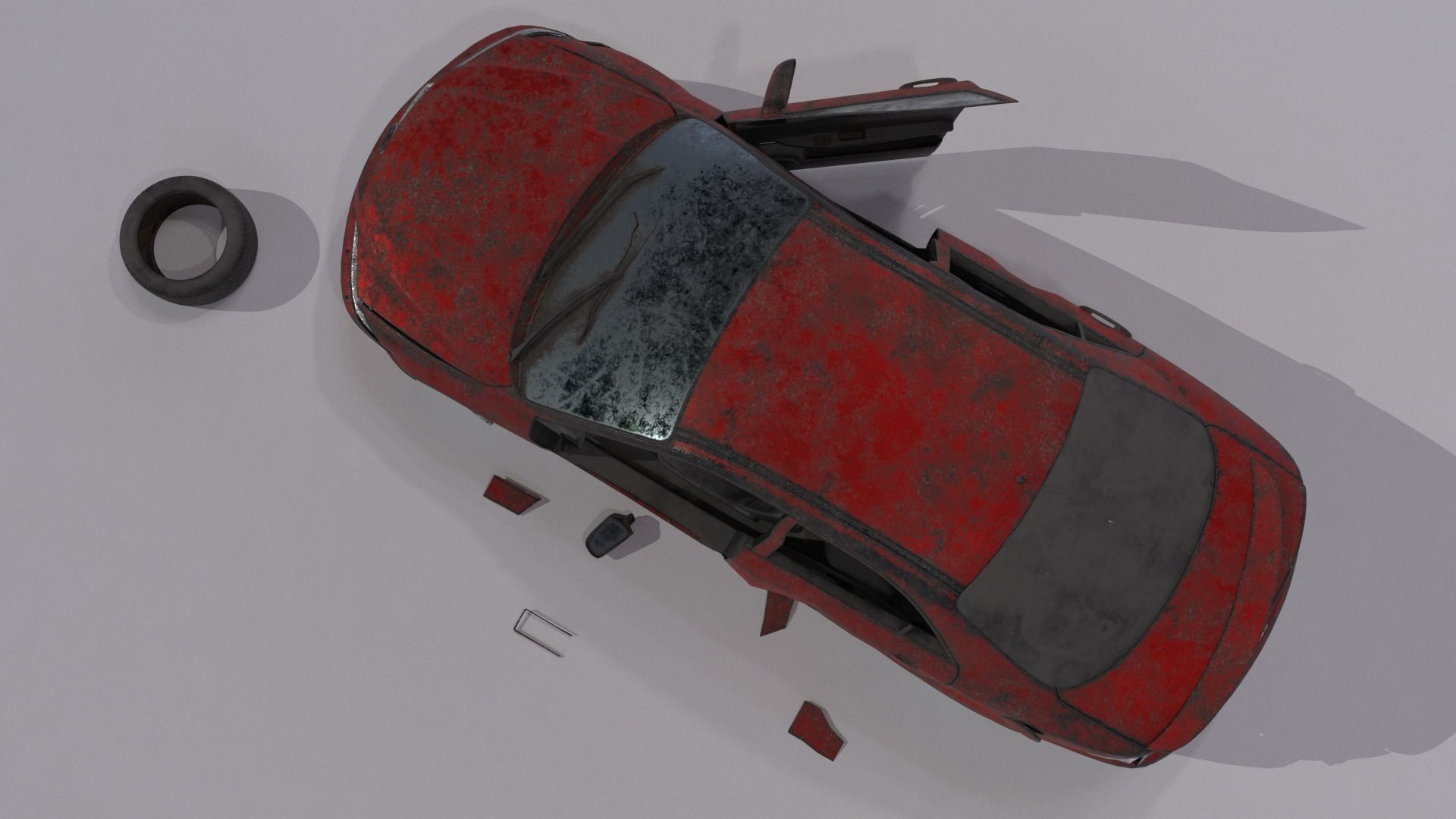 Wrecked destroyed Sedan car 3D model | CGTrader