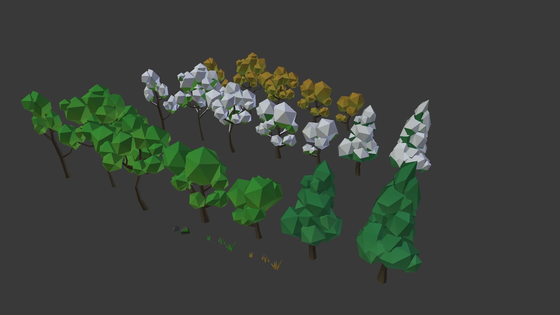 3D model Forest Assets - Trees Pack Low-Poly Rocks and Grass VR / AR ...