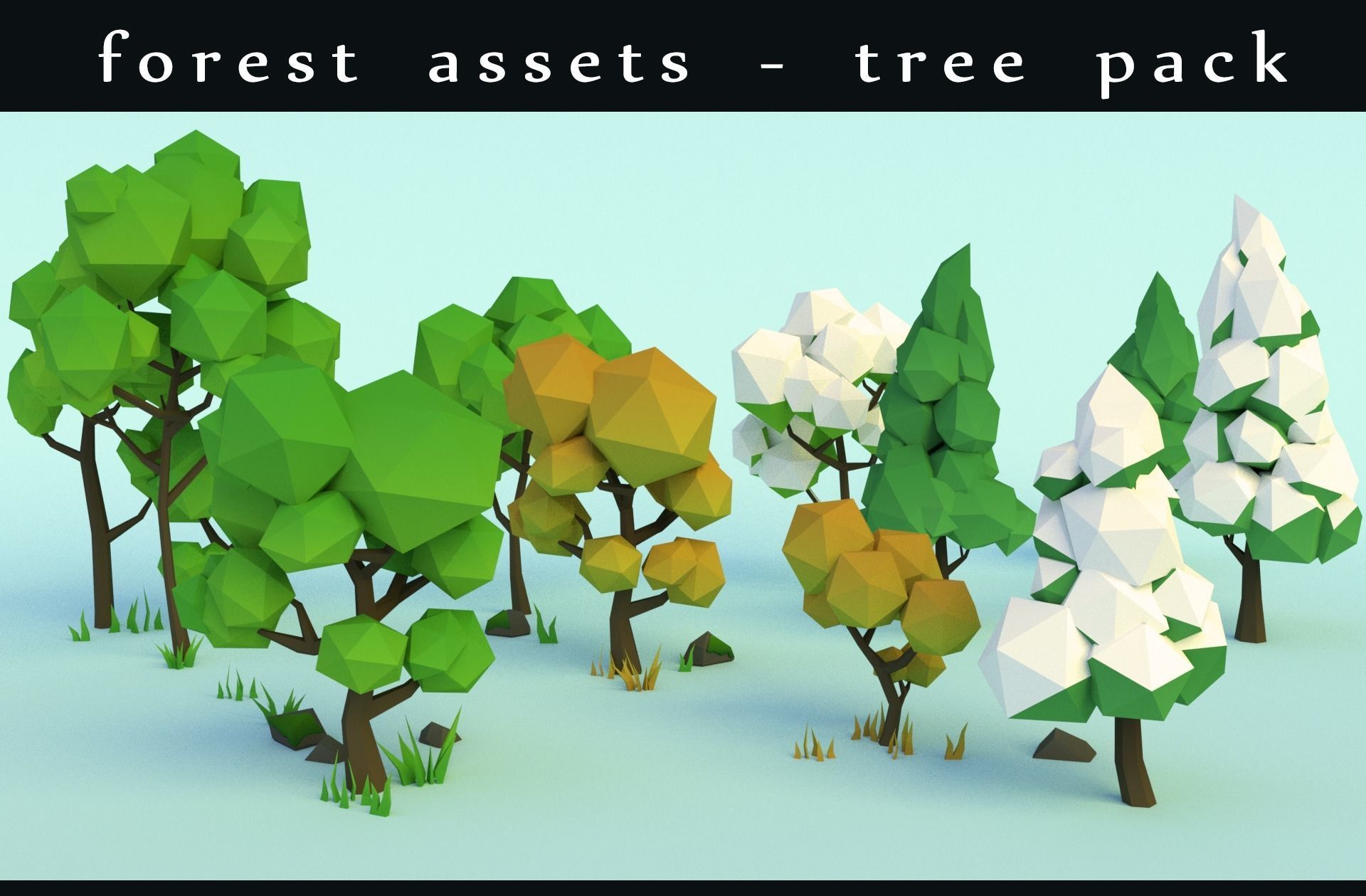 3D model Forest Assets - Trees Pack Low-Poly Rocks and Grass VR / AR ...