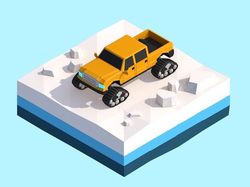 Cartoon Low Poly Snow Jeep Vehicle 3D model | CGTrader