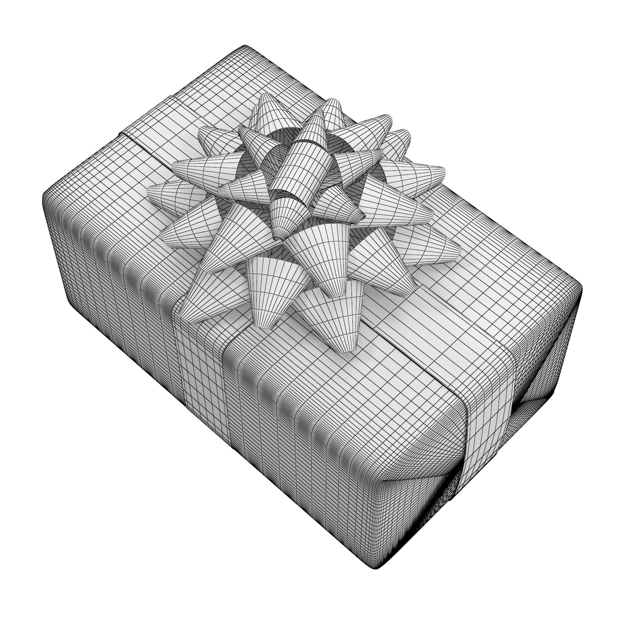 Present gift box with gold bow 3D model | CGTrader