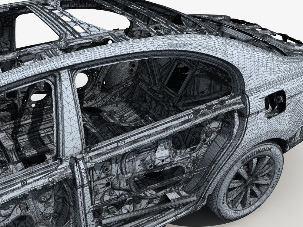 Car Frame with Chassis Engine 02 3D model | CGTrader