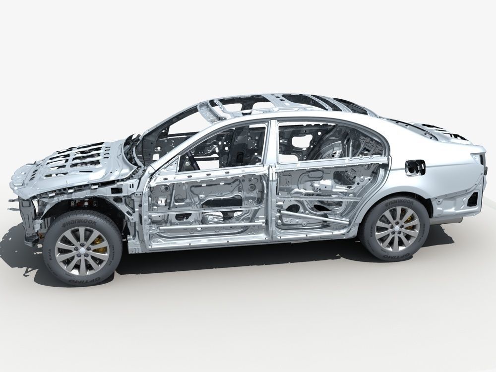 Car Frame with Chassis Engine 02 3D model | CGTrader