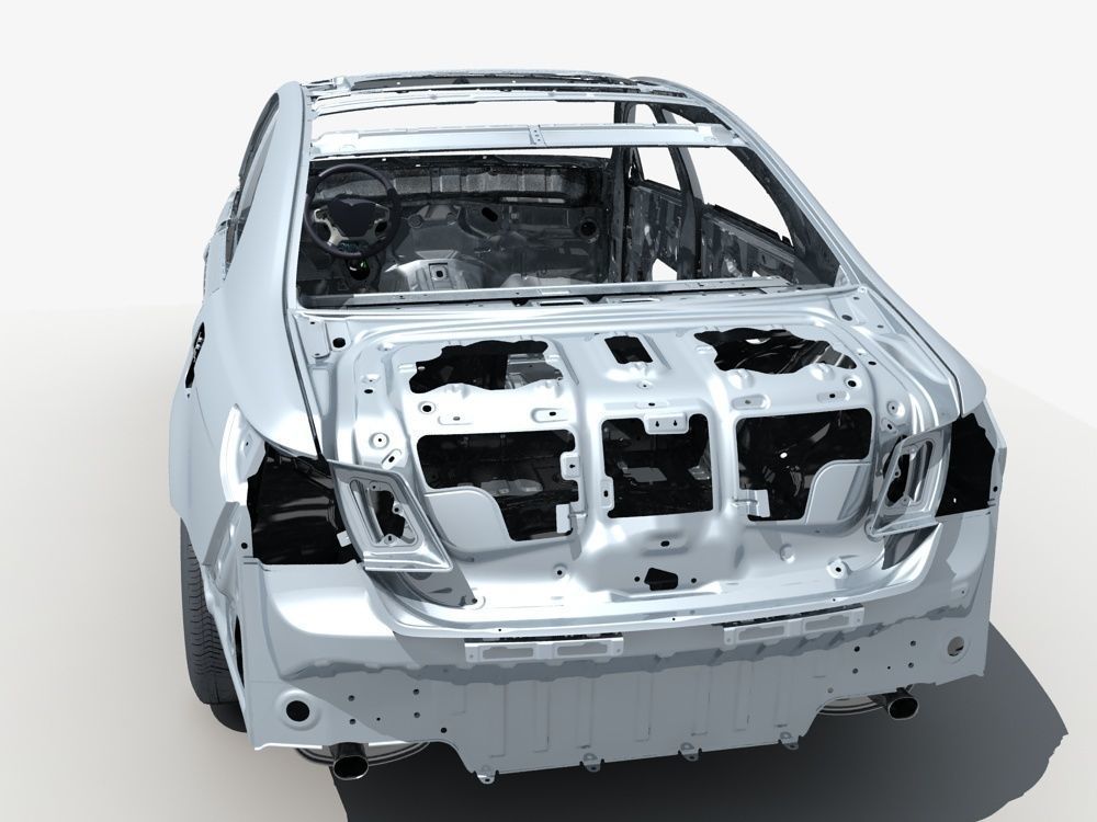 Car Frame with Chassis Engine 02 3D model | CGTrader