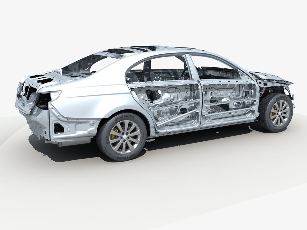 Car Frame with Chassis Engine 02 3D model | CGTrader