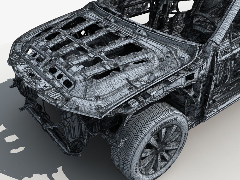 Car Frame with Chassis Engine 02 3D model | CGTrader