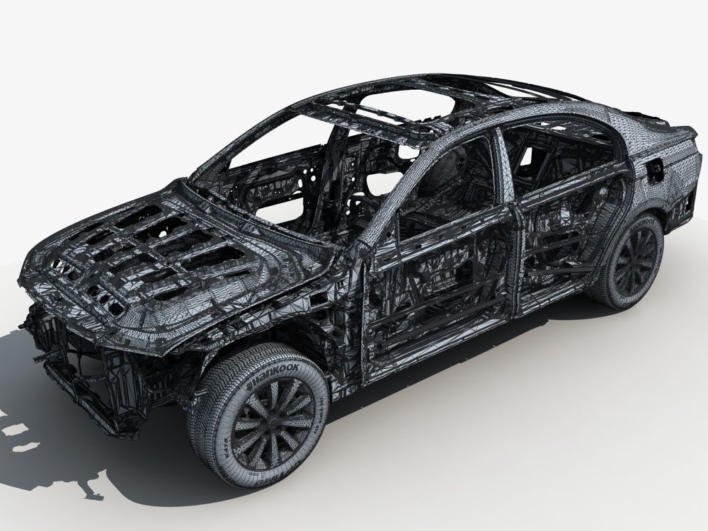 Car Frame with Chassis Engine 02 3D model | CGTrader