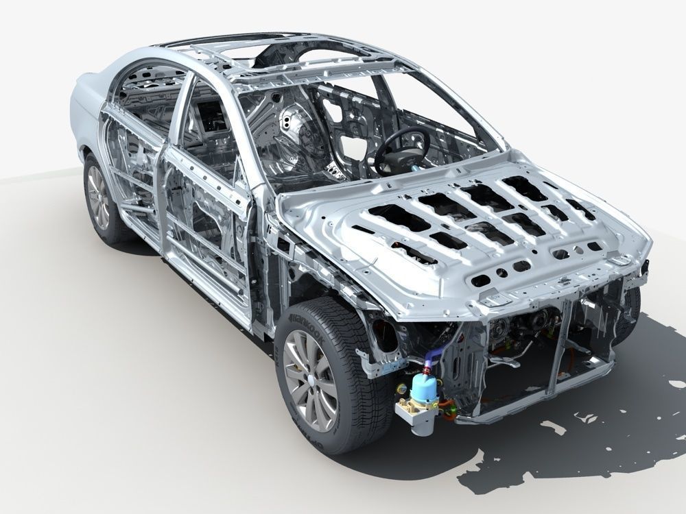 Car Frame with Chassis Engine 02 3D model | CGTrader
