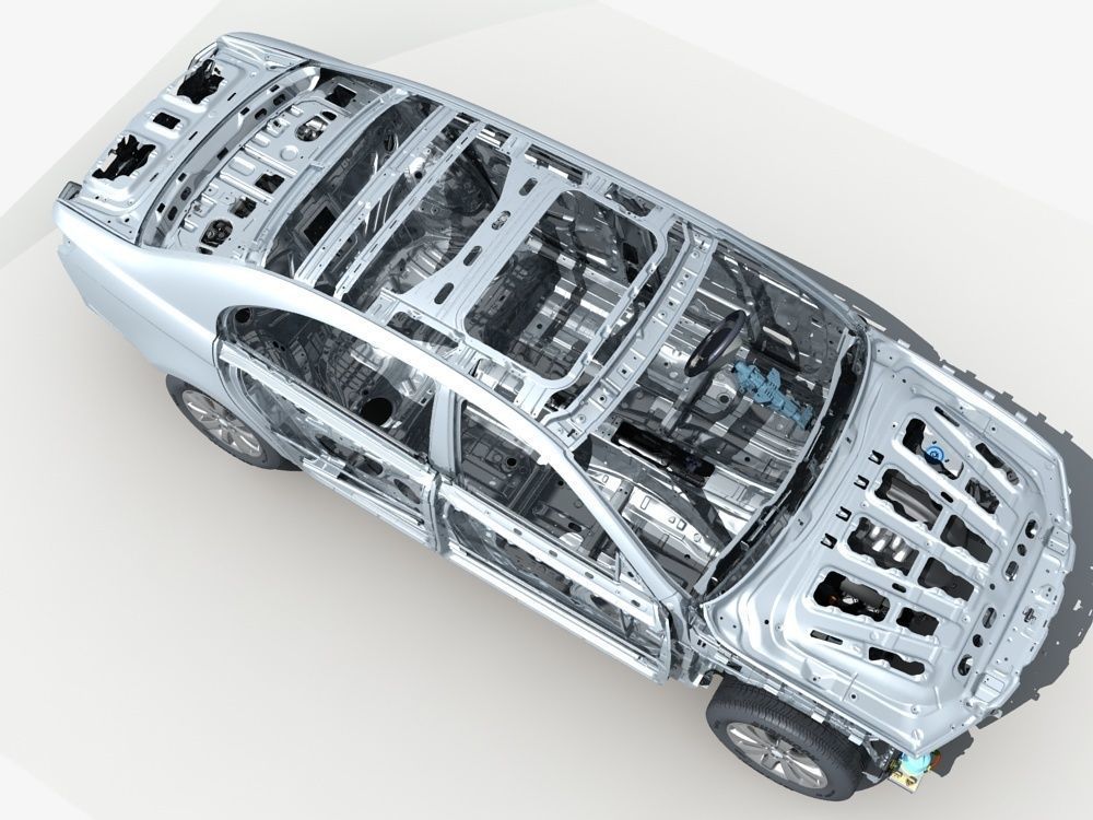 Car Frame with Chassis Engine 02 3D model | CGTrader