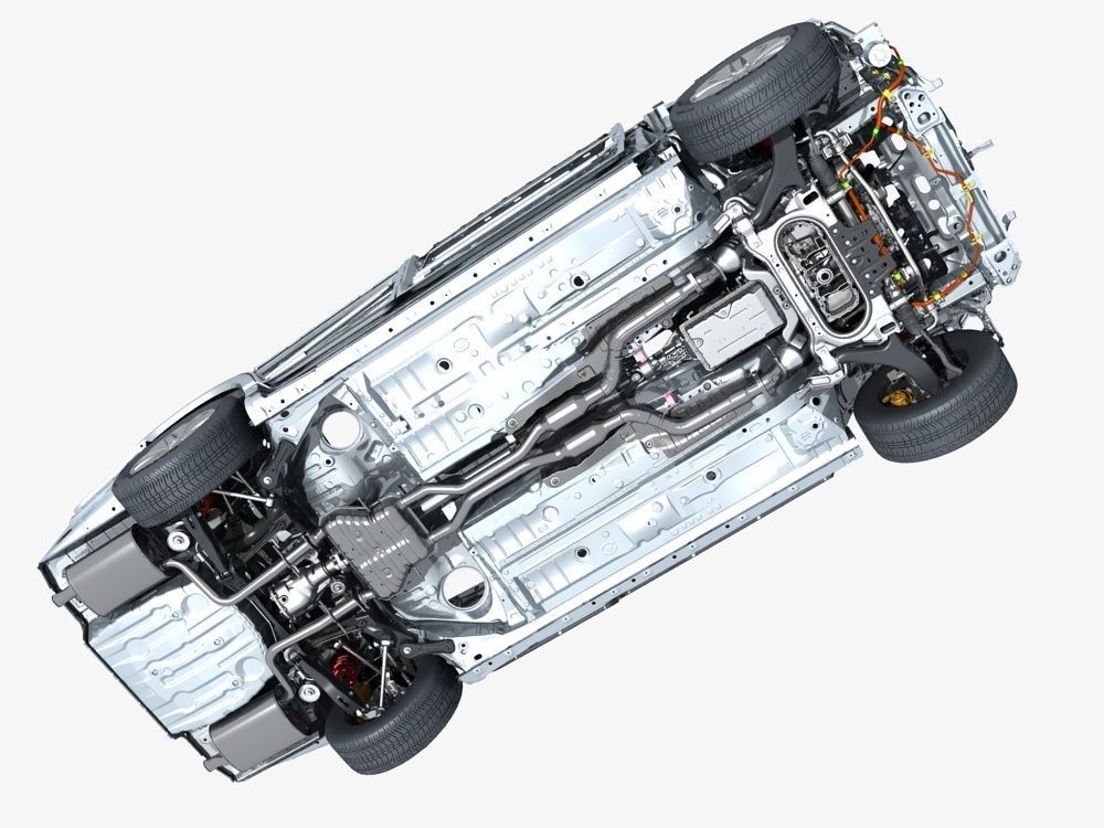 Car Frame with Chassis Engine 02 3D model | CGTrader