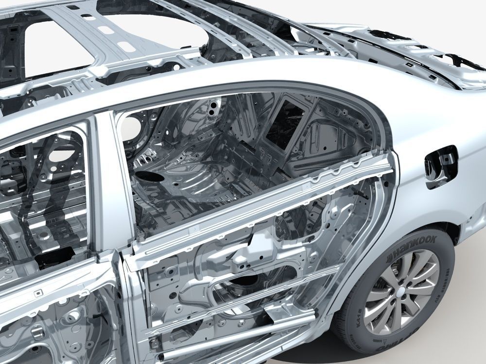 Car Frame with Chassis Engine 02 3D model | CGTrader