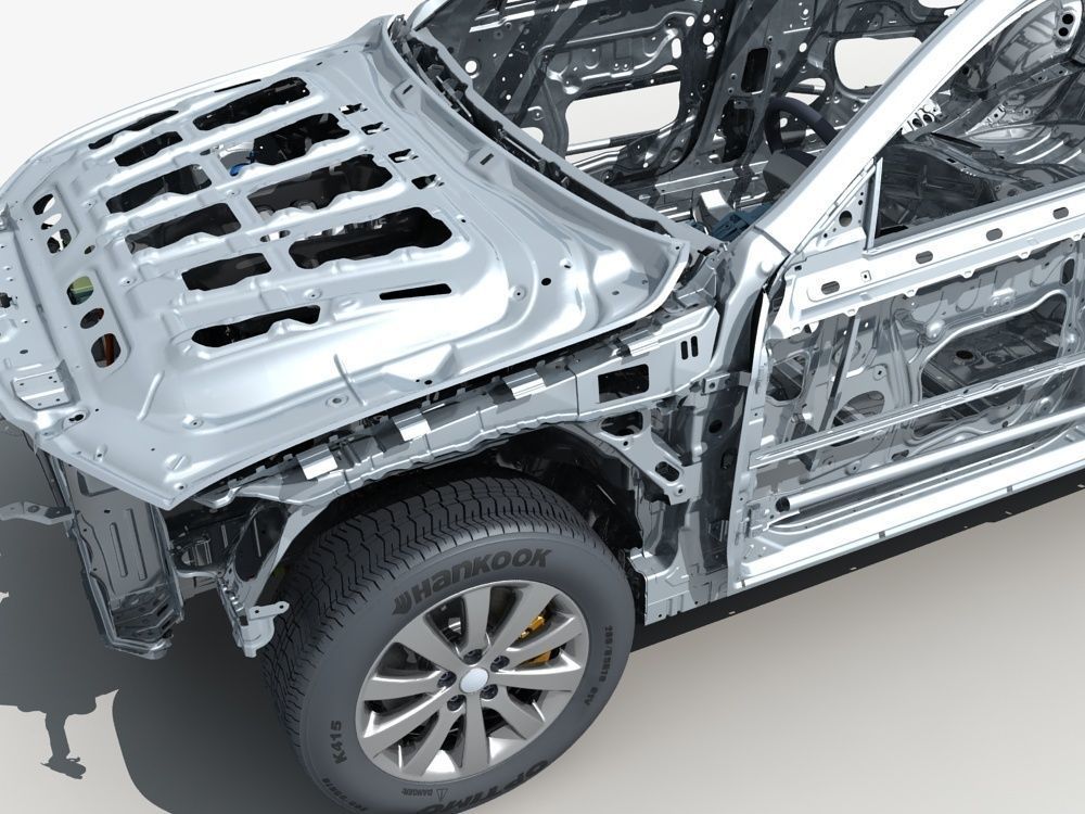 Car Frame with Chassis Engine 02 3D model | CGTrader