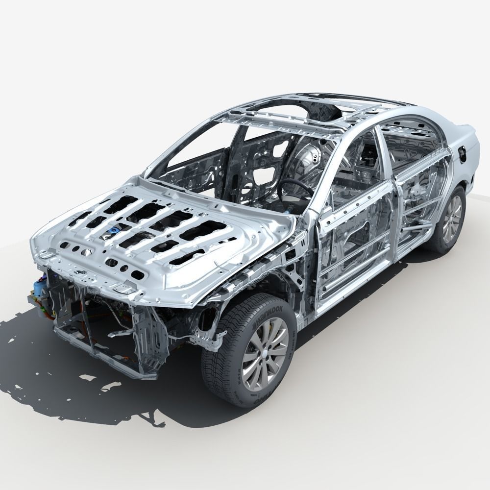 Car Frame with Chassis Engine 02 3D model | CGTrader