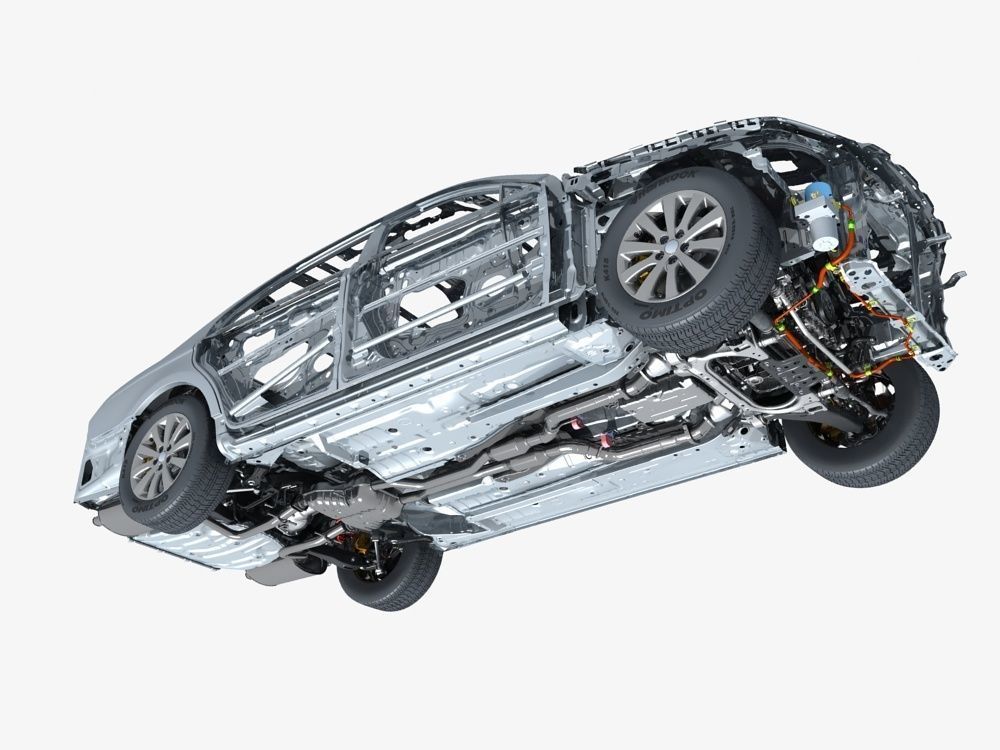 Car Frame with Chassis Engine 02 3D model | CGTrader