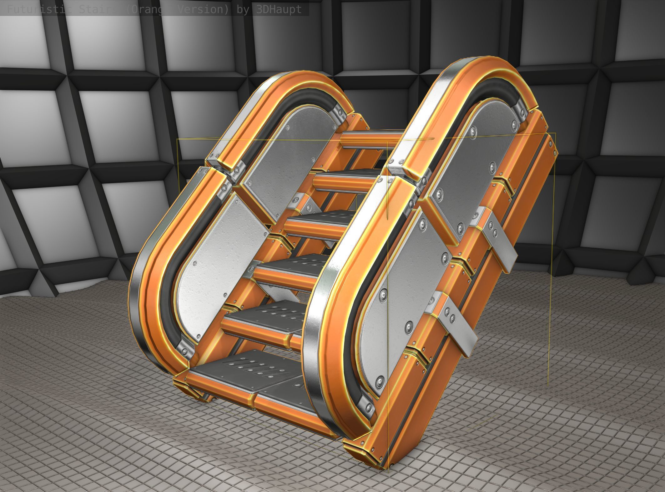3D model Sci-Fi Stairs - 31- Orange Version VR / AR / low-poly | CGTrader