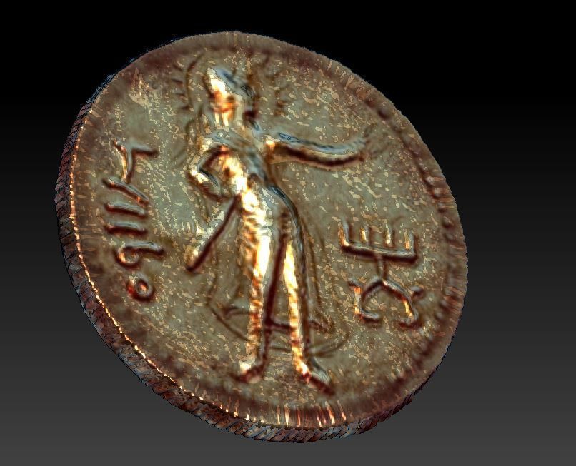 Old golden coin The Kushan king Kanishka for 3d print stl vrml 3D model ...