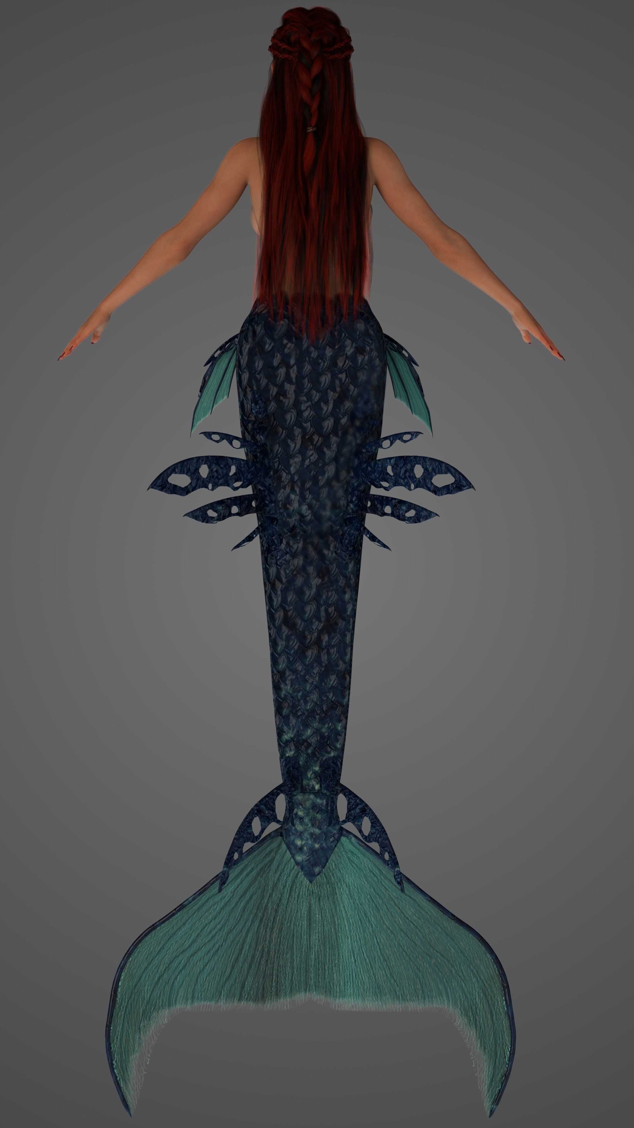 Mermaid with tail 3D model animated rigged | CGTrader