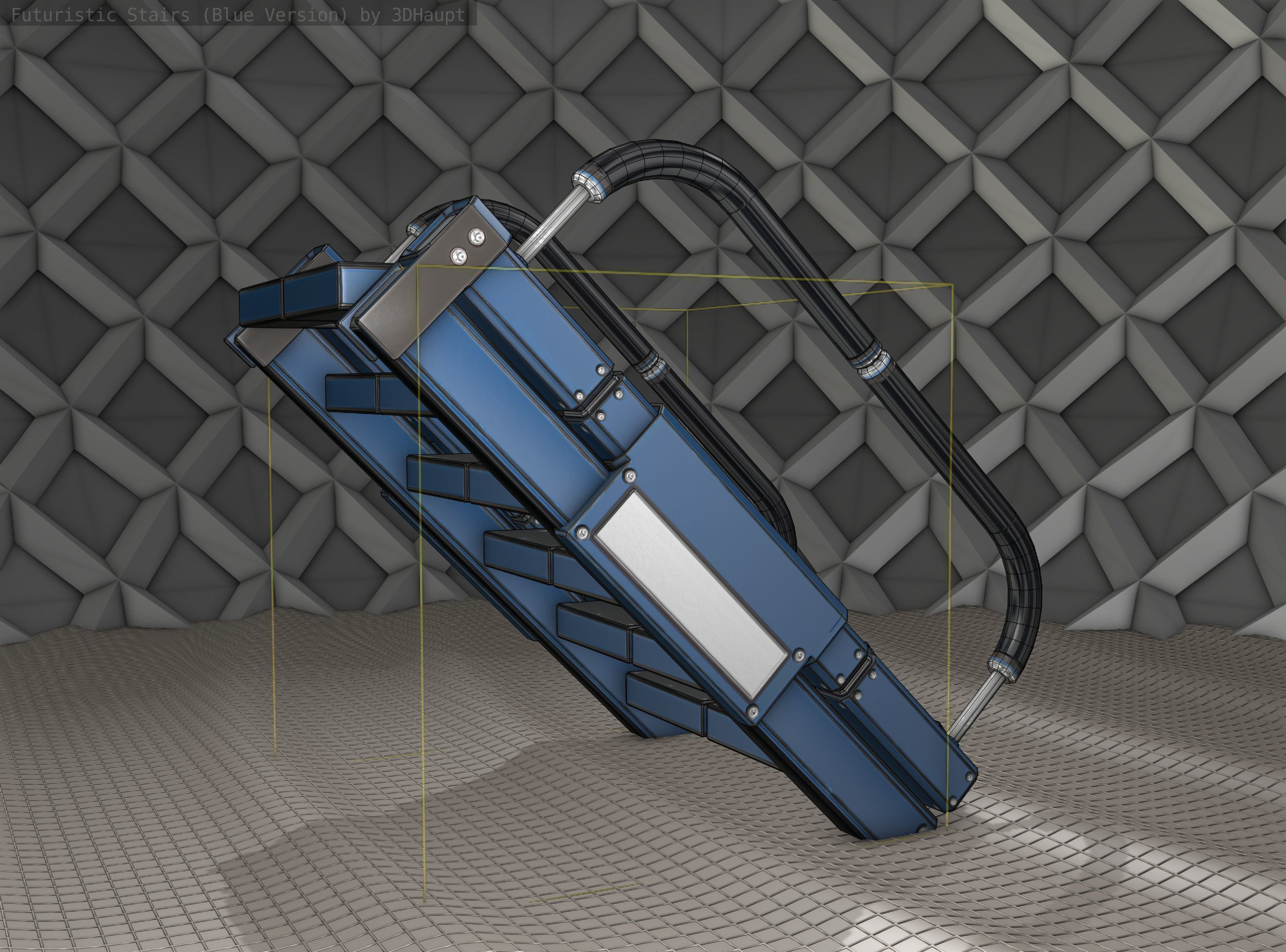 3D model Sci-Fi Stairs - 6 - Blue Version VR / AR / low-poly | CGTrader